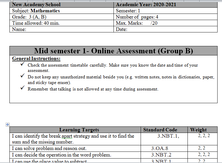 Practice Mid-Term Assessment Algebra 1 Flashcard