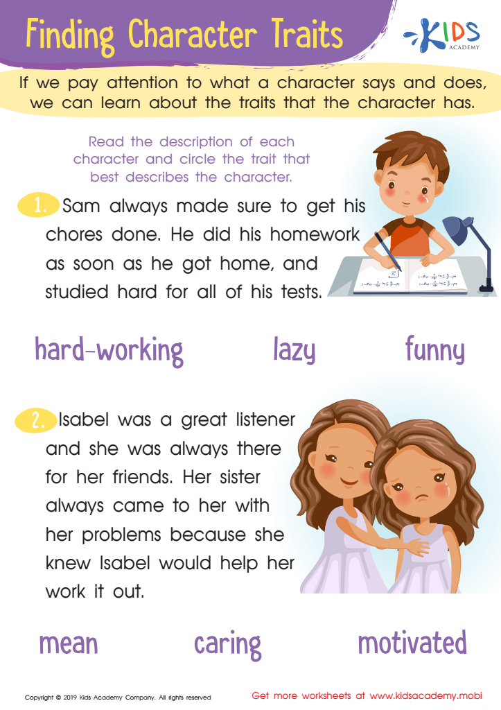 (Short) Character Trait Quiz 6th - 8th Grade Quiz | Wayground